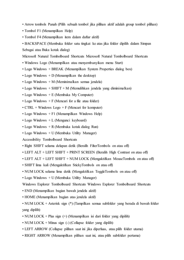 Fungsi tombol keyboard | PDF