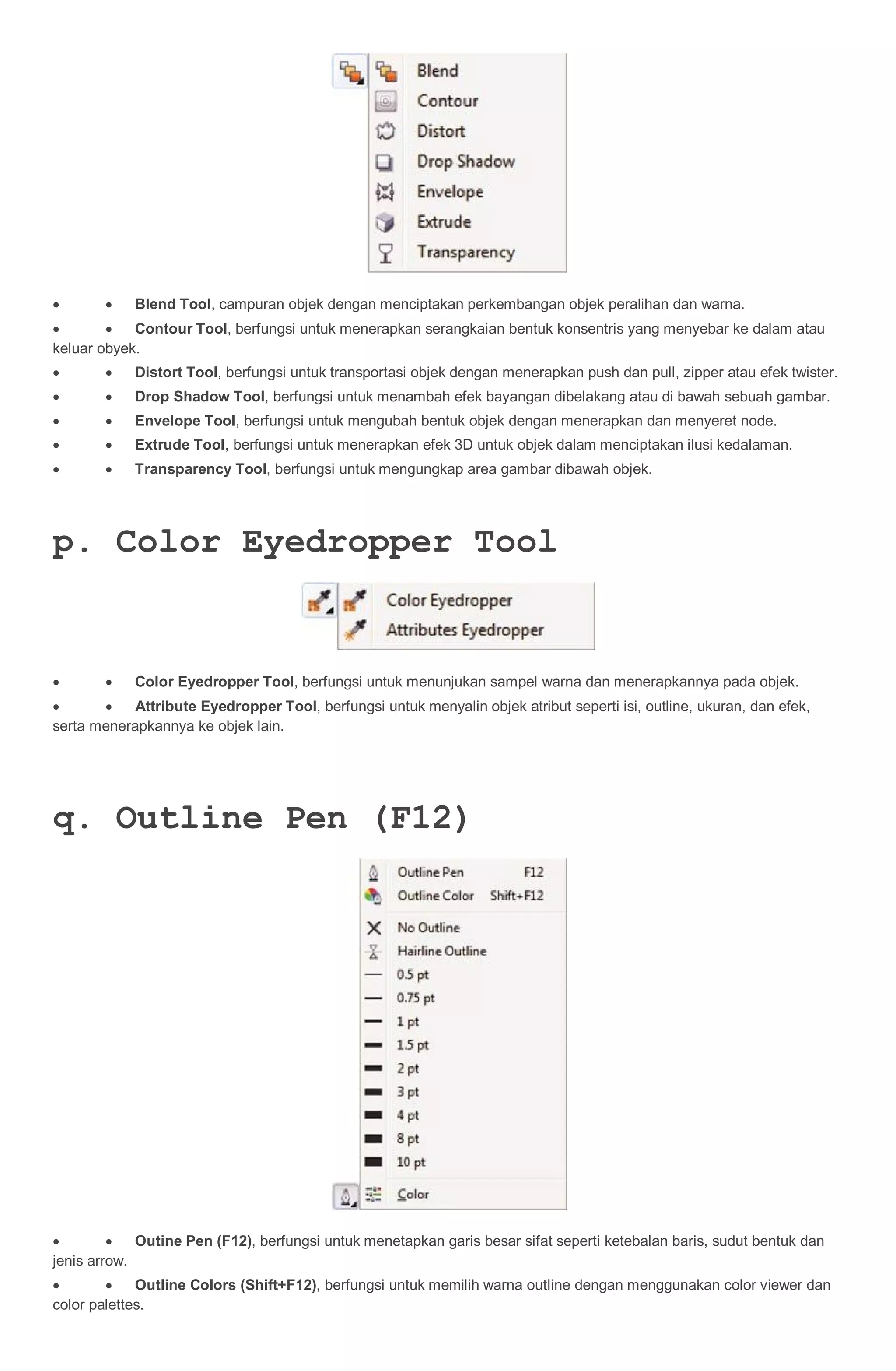 Fungsi tool pada coreldraw | PDF