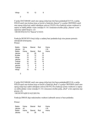 Funkcije baze podataka u Excel u Micovic ljiljana | PDF