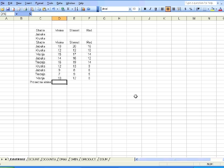 Funkcije baze podataka u Excel-u