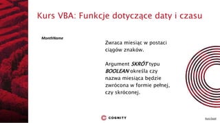 Kurs VBA - Funkcje dotyczące daty i czasu | PPT