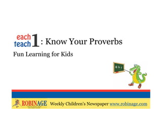 Fun Learning for Kids: Know Your Proverbs | PDF