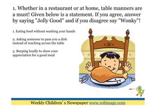 Fun Learning for Kids: Table Manners | PDF