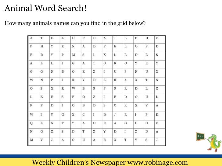 Animal Kingdom Word Search Puzzle Zoo Animals Word Search