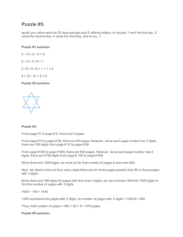 Fun math puzzles (1) | PDF