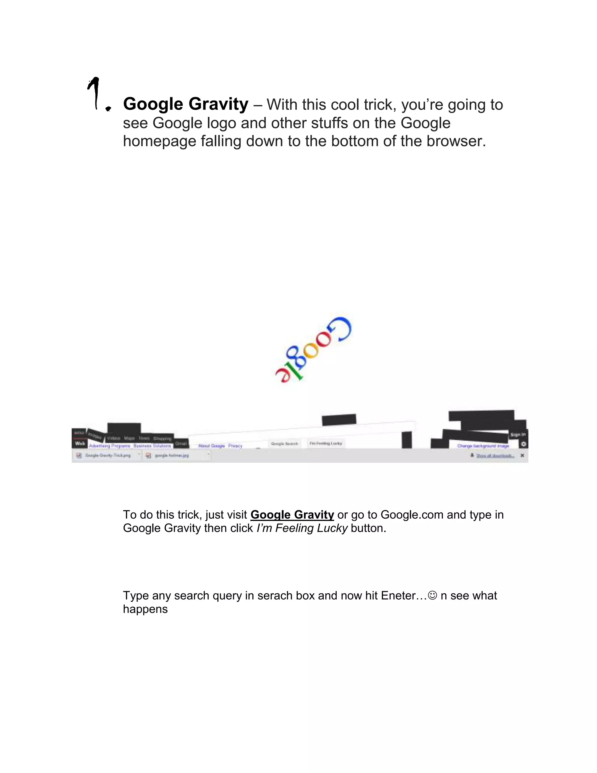 Funny and amazing google tricks | DOCX