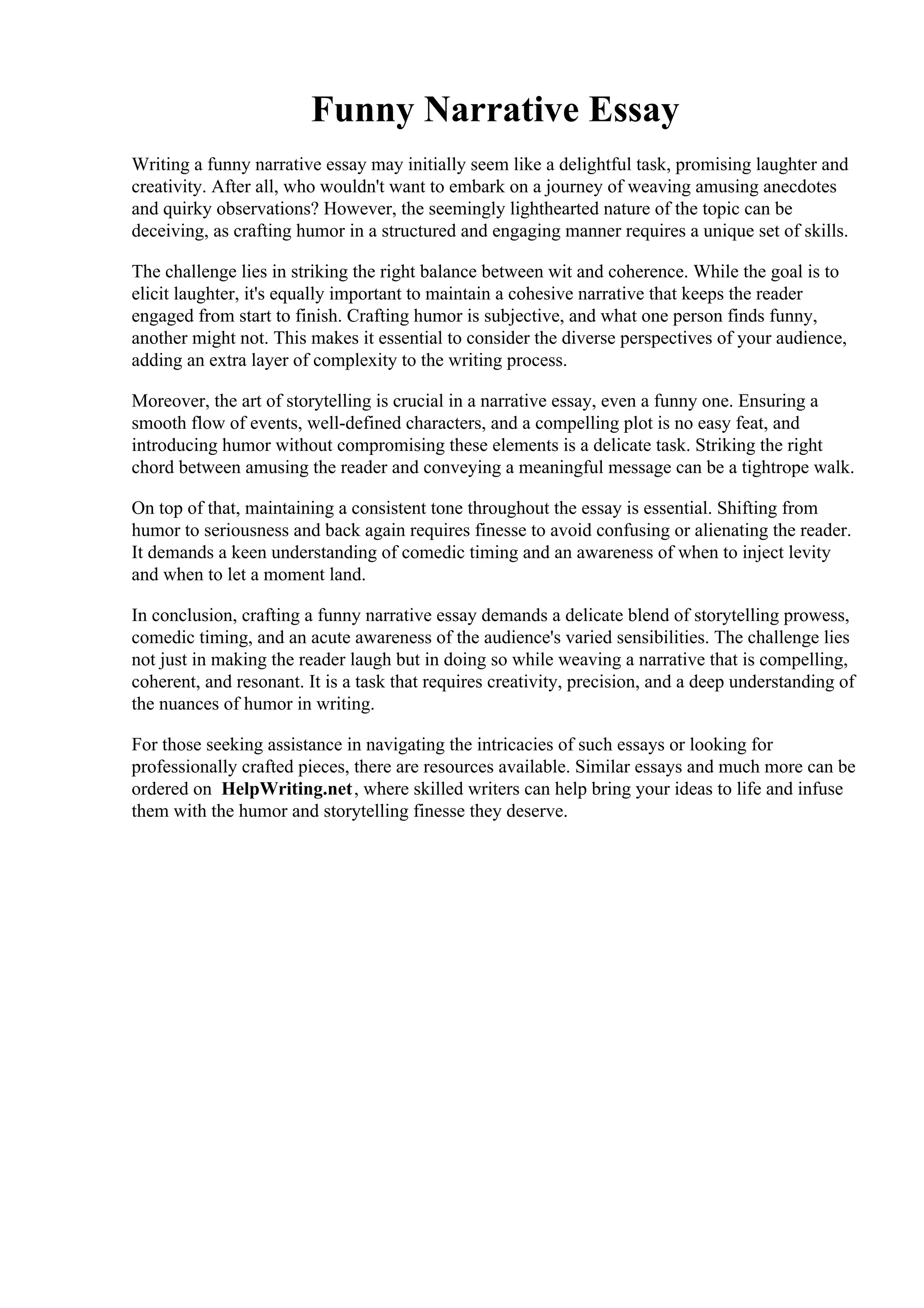 Funny Narrative Essay. Fun in First Grade: Narrative Writing | PDF