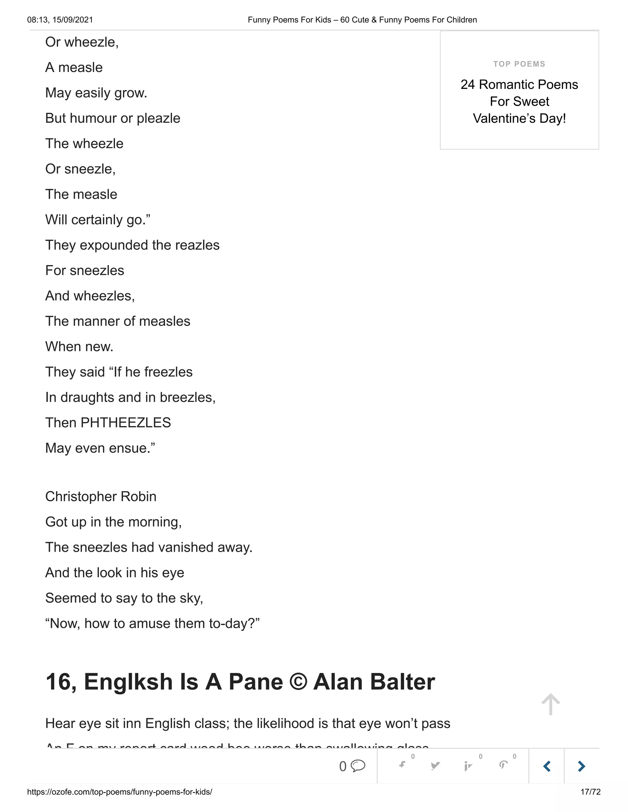 Funny Poems For Kids – 60 Cute & Funny Poems For Children | PDF