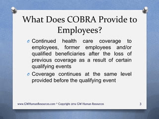 Fun slides Consolidated Omnibus Budget Reconciliation Act (COBRA) | PPT