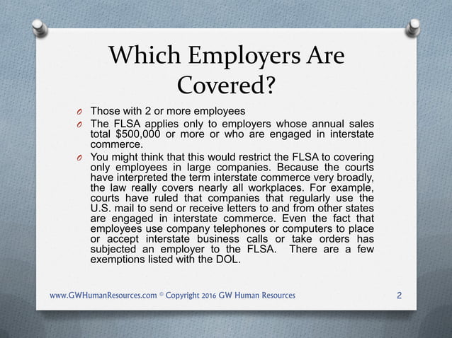 F.U.N. slides Fair Labor Standards Act (FLSA) | PDF