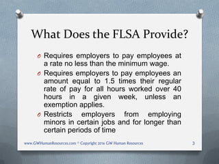 F.U.N. slides Fair Labor Standards Act (FLSA) | PDF