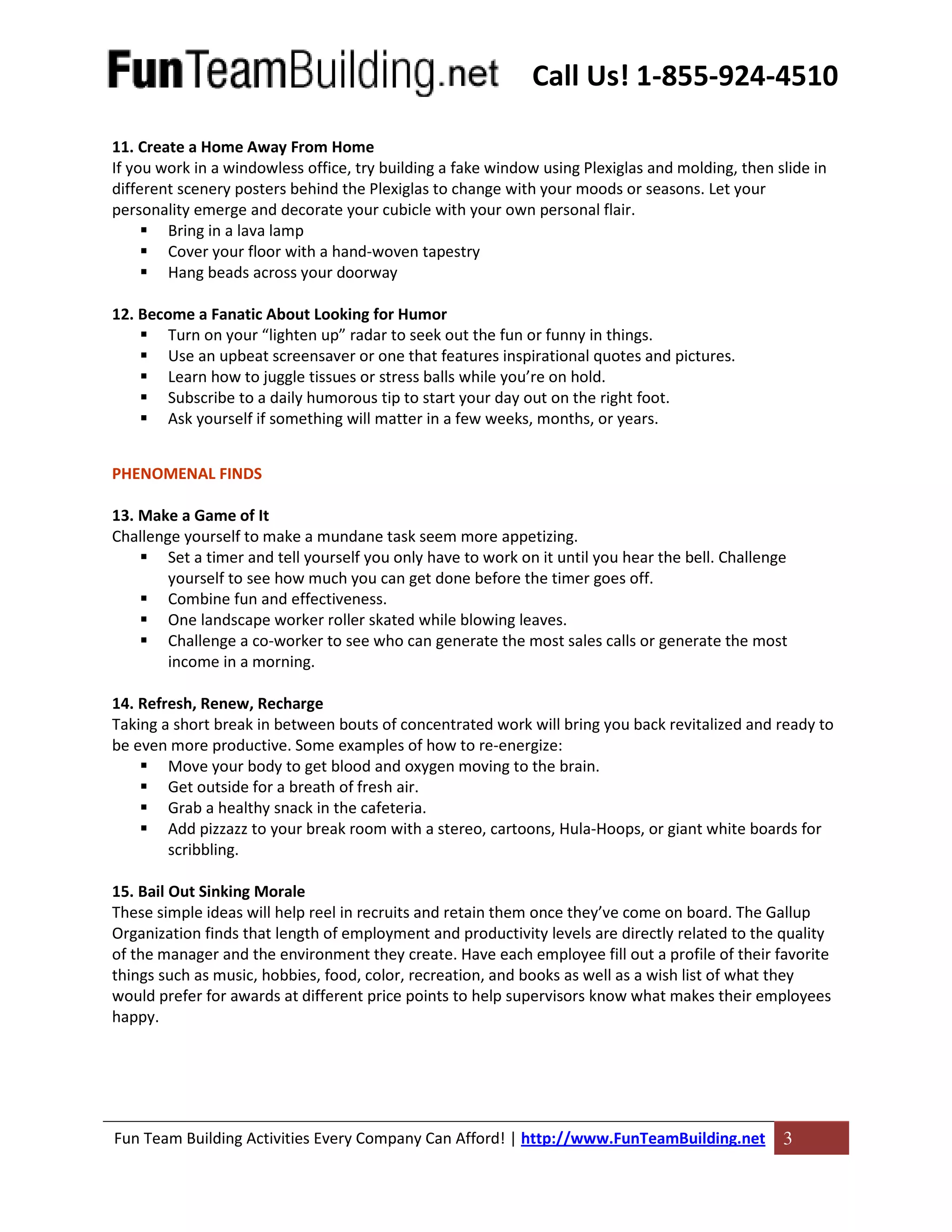 Fun teambuilding dot net 52 ways to have fun at work | PDF