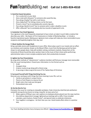 Fun teambuilding dot net 52 ways to have fun at work | PDF