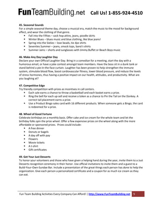 Fun teambuilding dot net 52 ways to have fun at work | PDF