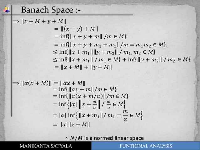 Funtional Analysis Banach Space Ppt