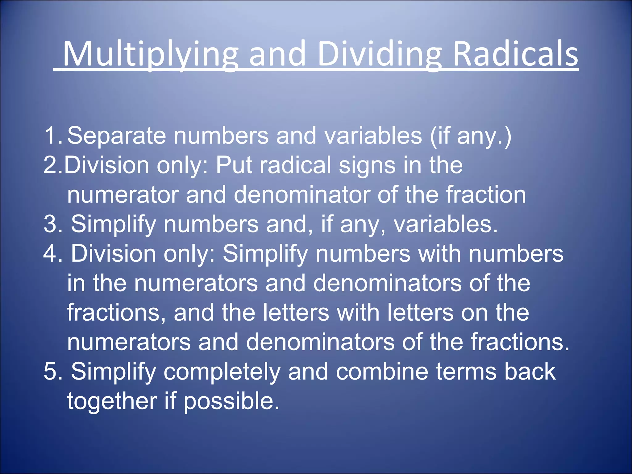 Fun with radicals | PPT