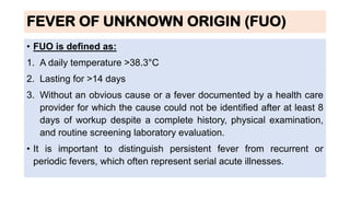 Fever of unknown origin diagnosis and treatment | PDF