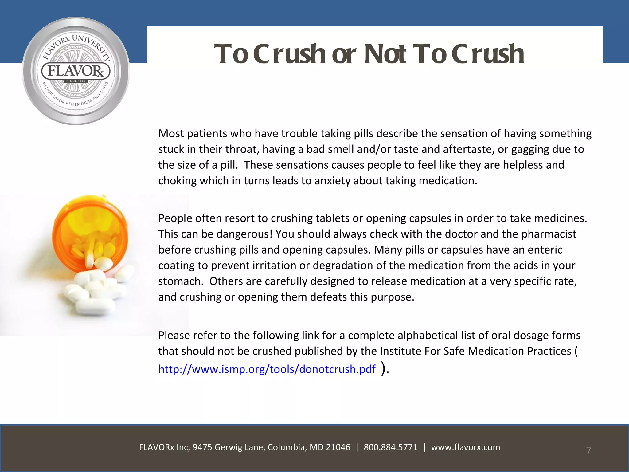 FLAVORx University - Swallowing Disorders and pill glide | PPT