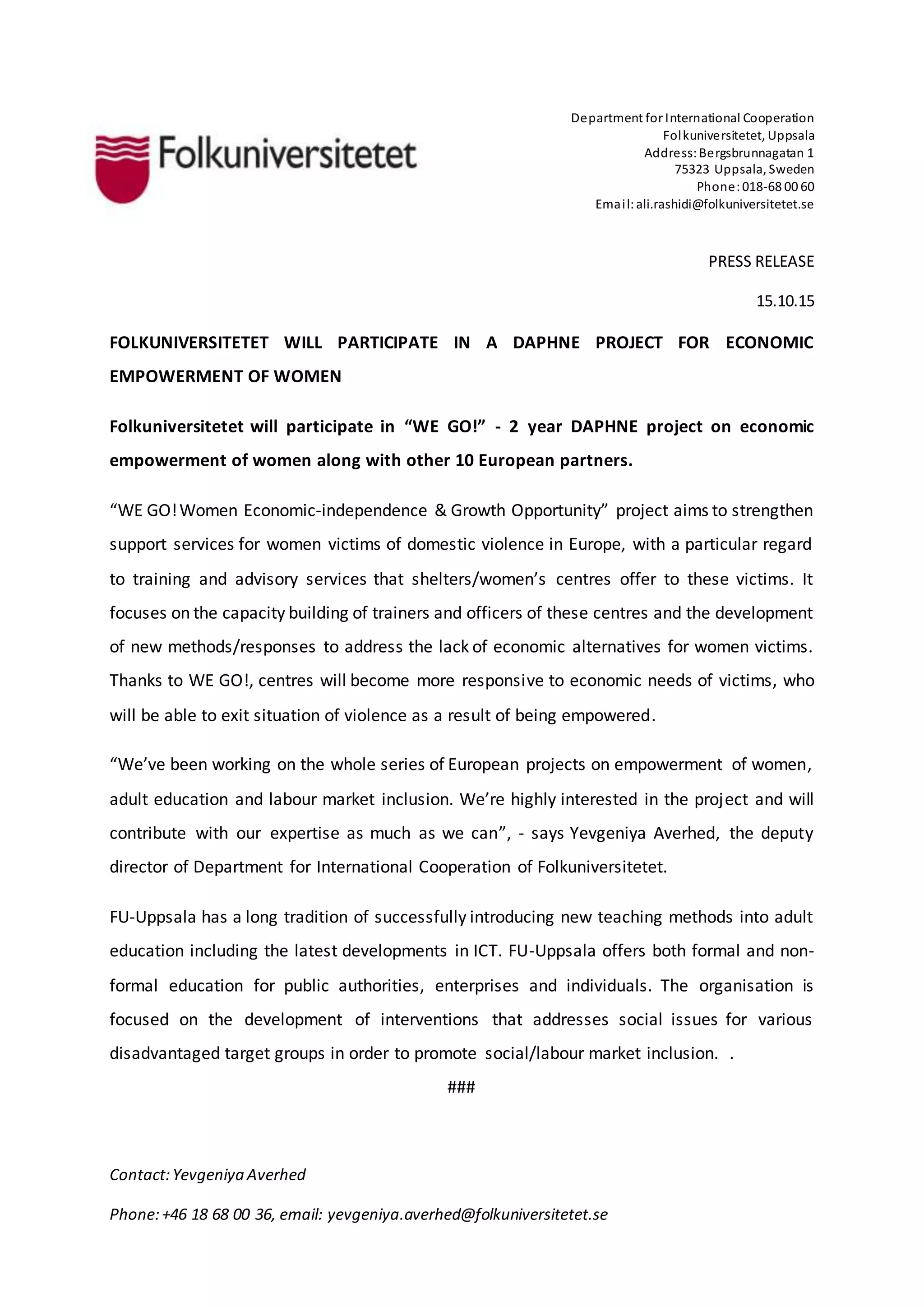 DAPHNE PROJECT FOR ECONOMIC EMPOWERMENT OF WOMEN | DOCX