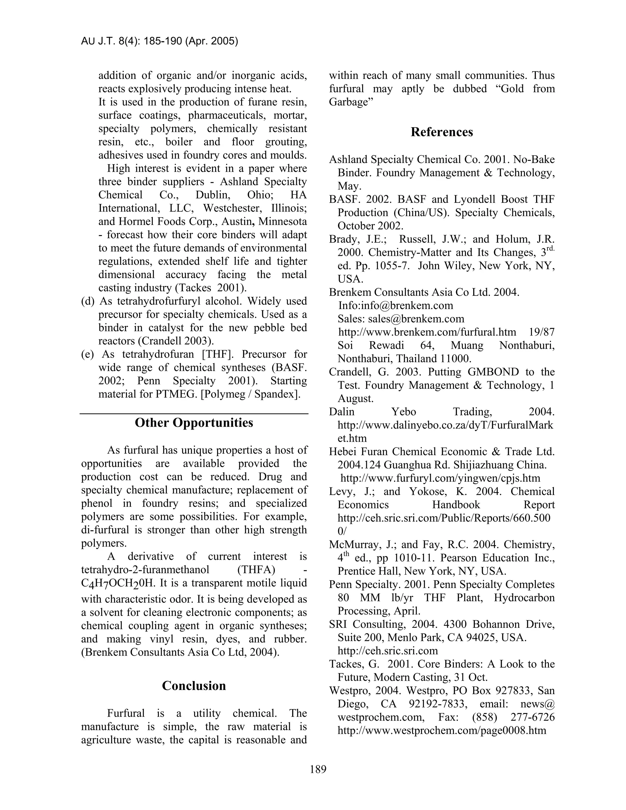 Furfural gold from garbage | PDF