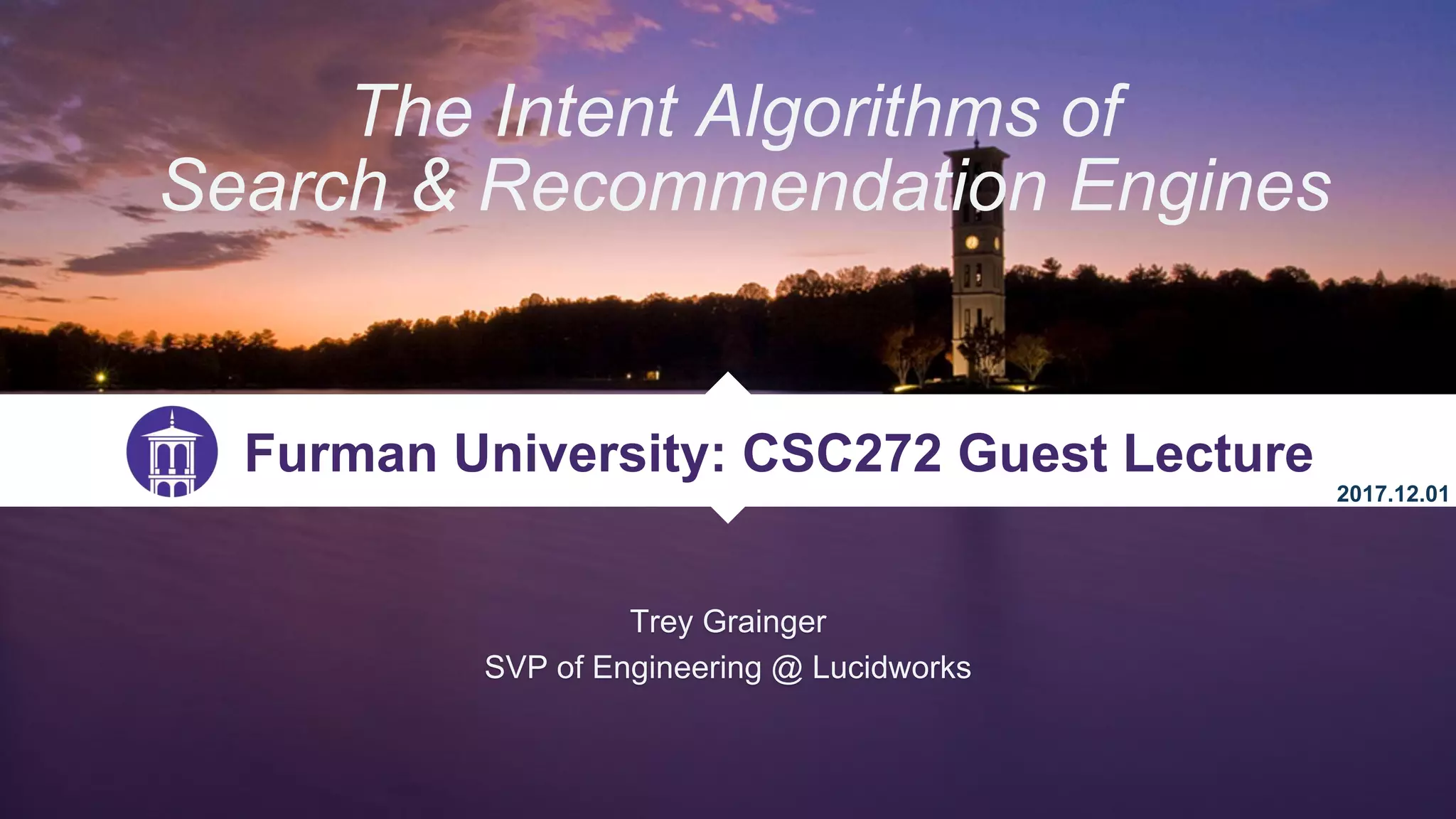 The Intent Algorithms of Search & Recommendation Engines | PPT