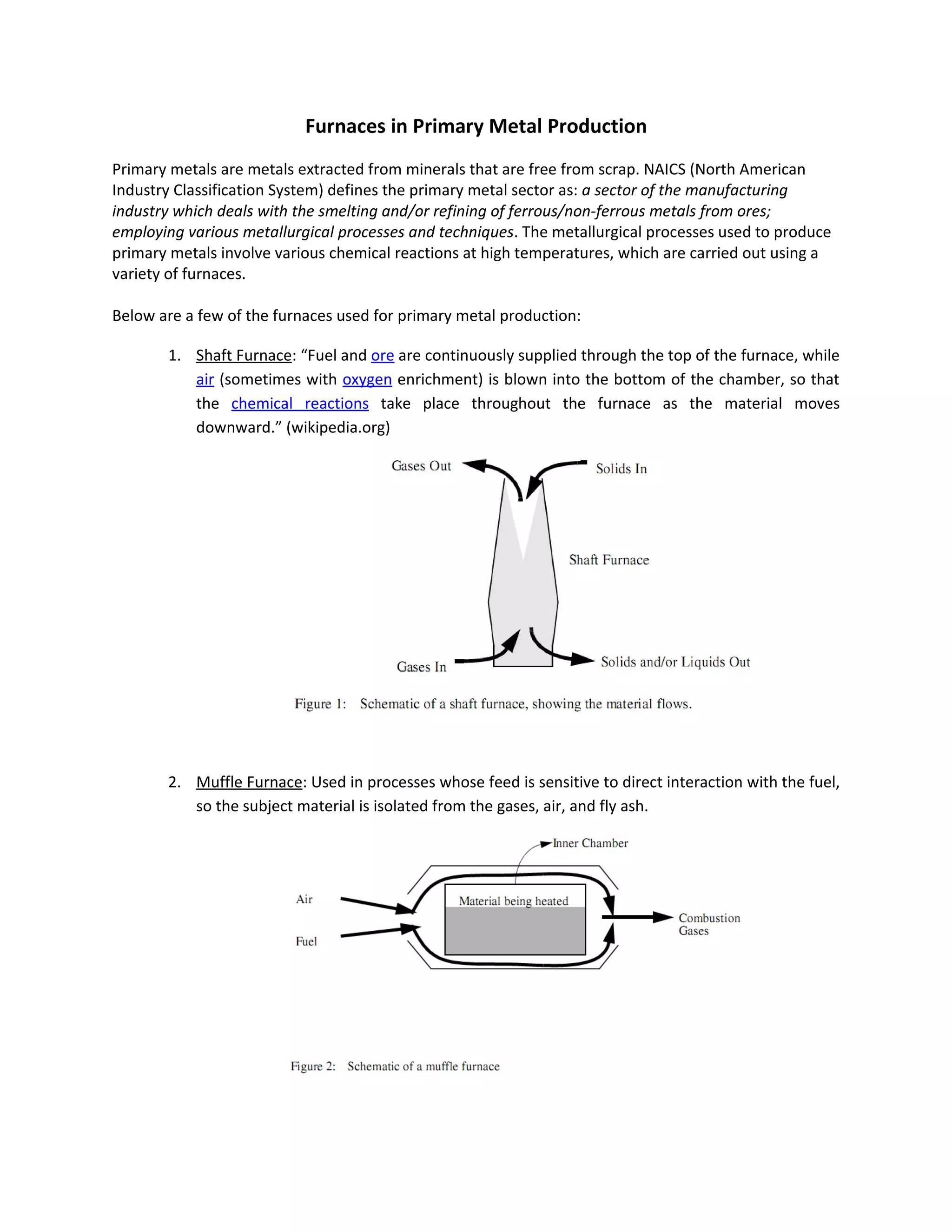 Furnaces in primary metal production | DOC