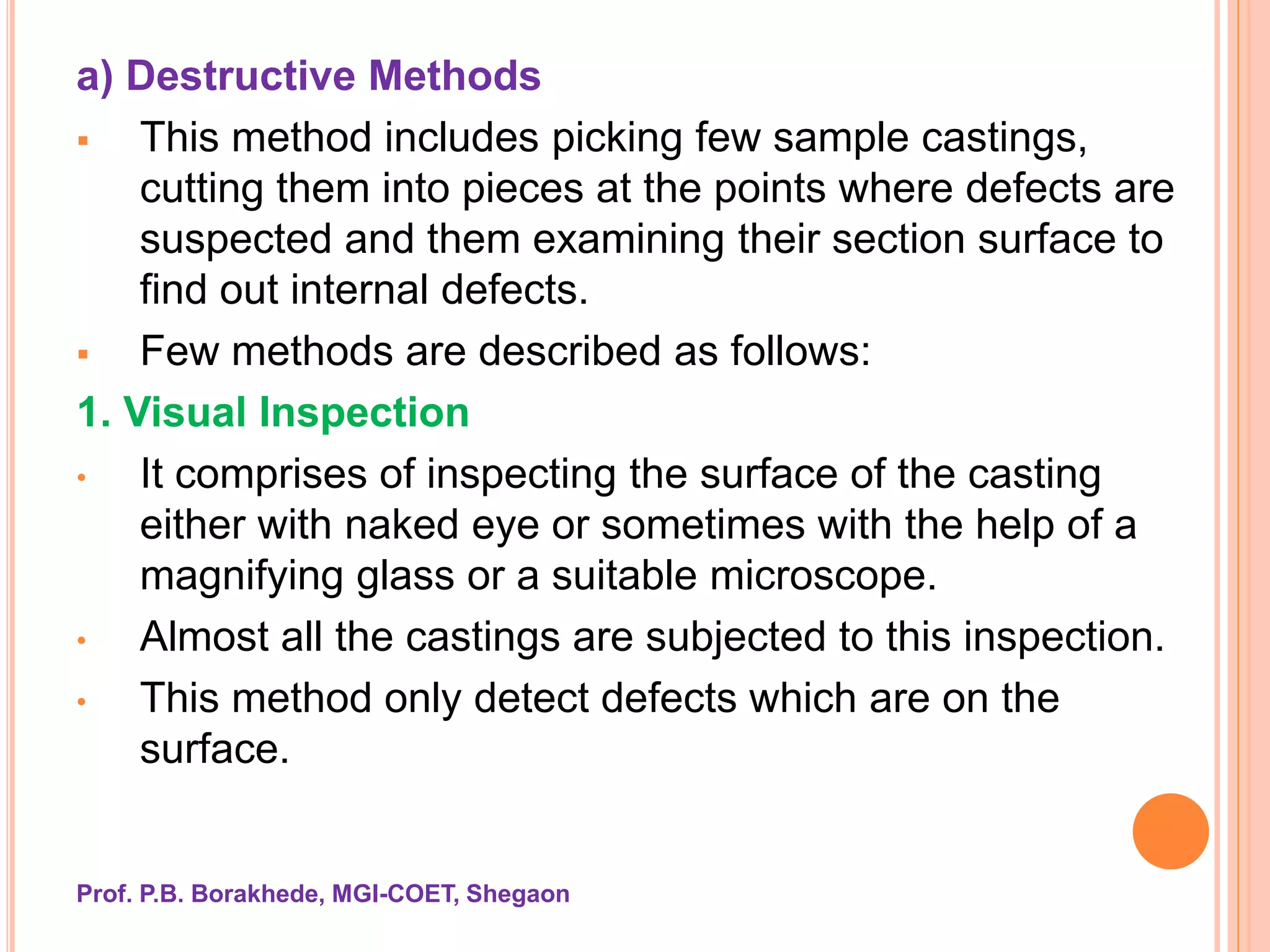 Types of Casting Furnaces, Inspection and cleaning of casting | PPTX
