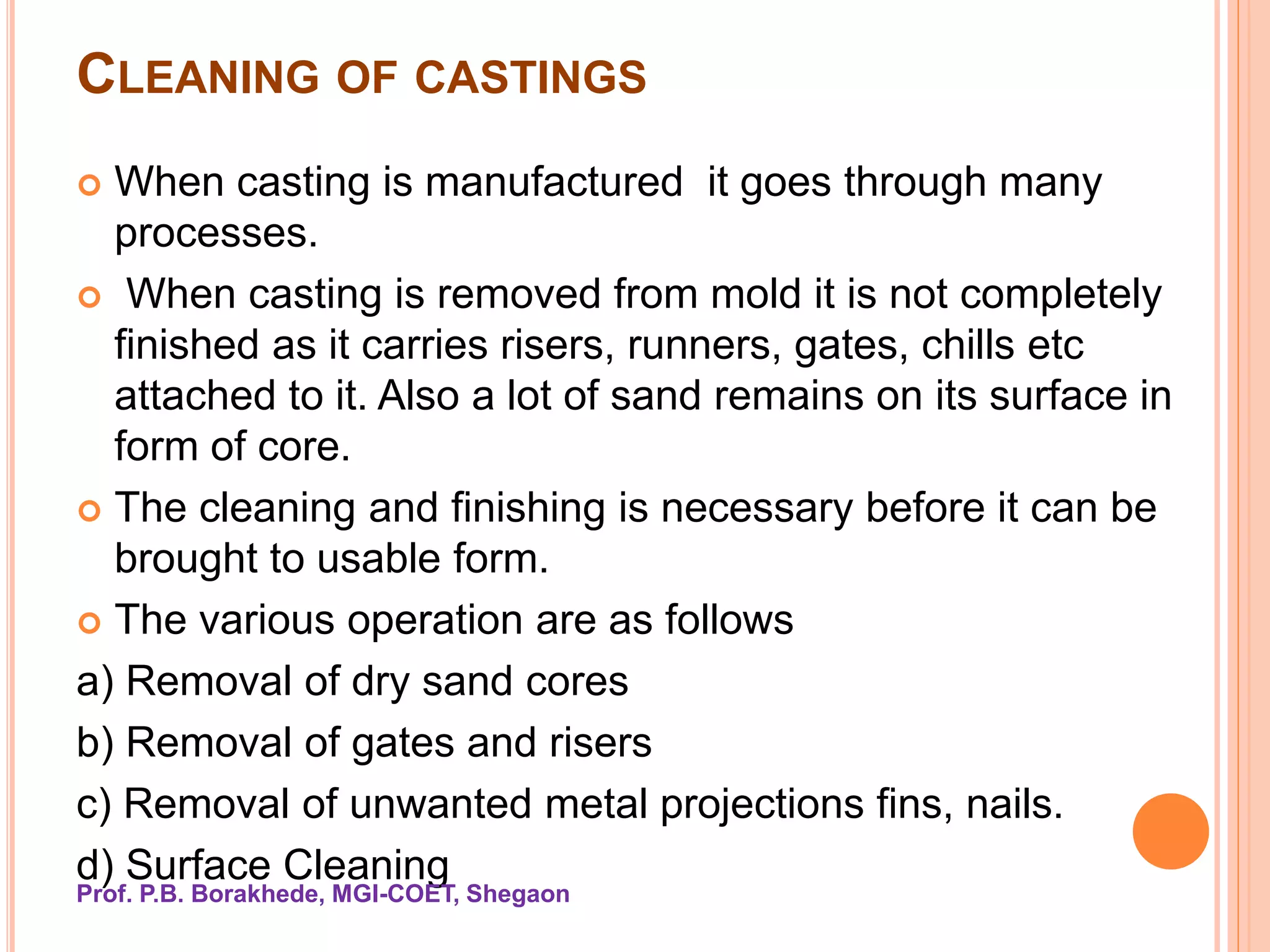 Types of Casting Furnaces, Inspection and cleaning of casting | PPTX