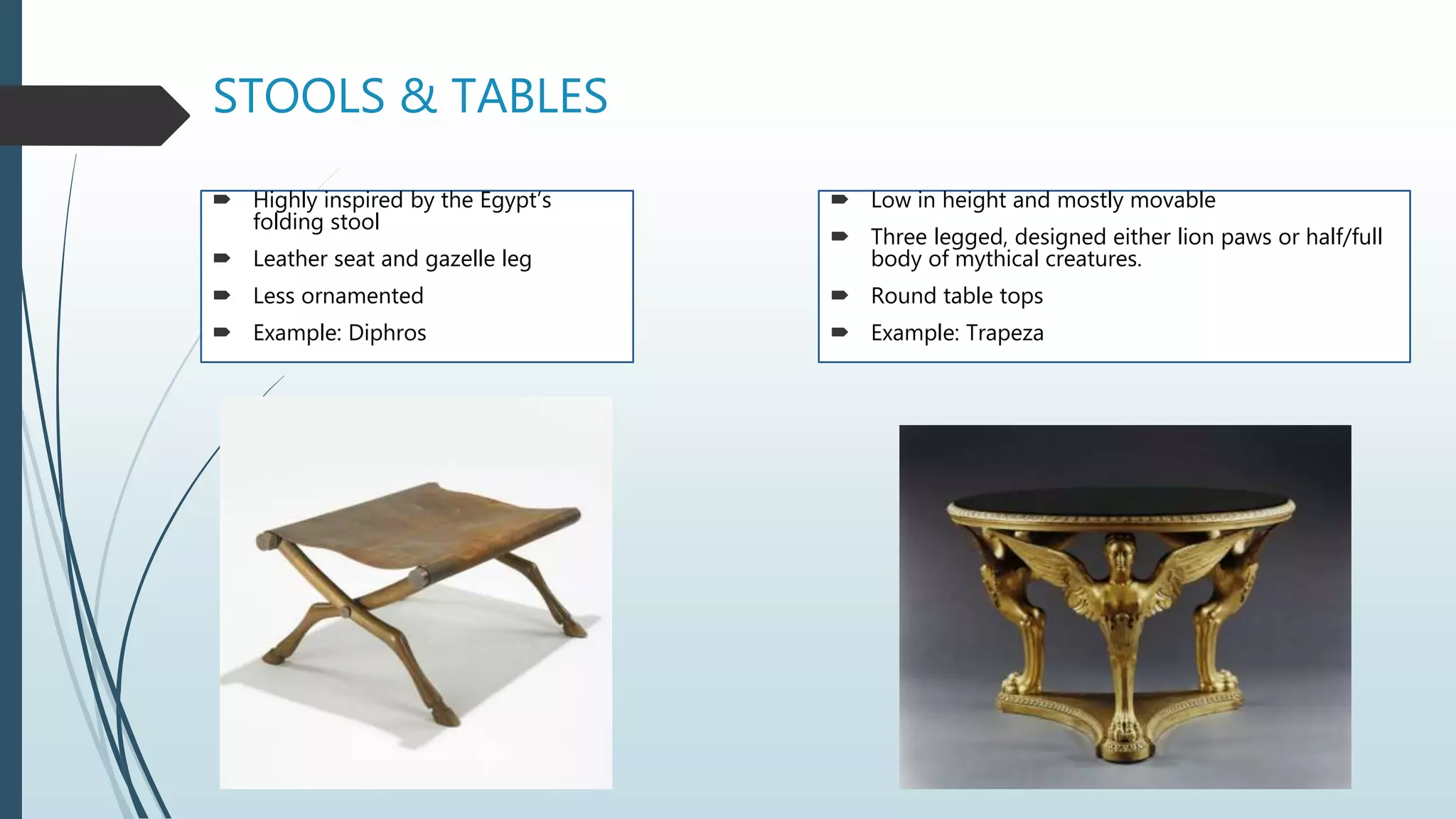 Furniture characteristics of historical periods | PPTX