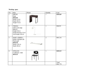 Furniture inventory | DOCX