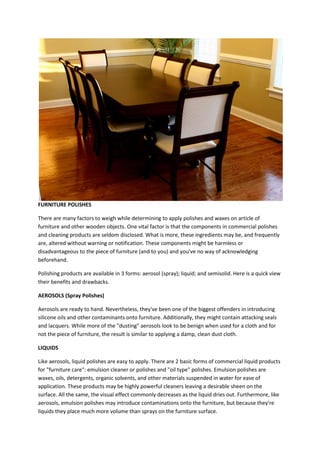 Furniture polishes | DOCX | Candle and Soap Making | Arts and Crafts