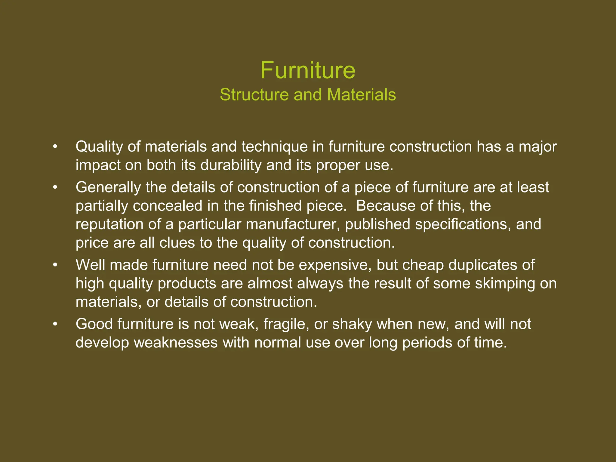 Furniture specifications as per schedule | PPT