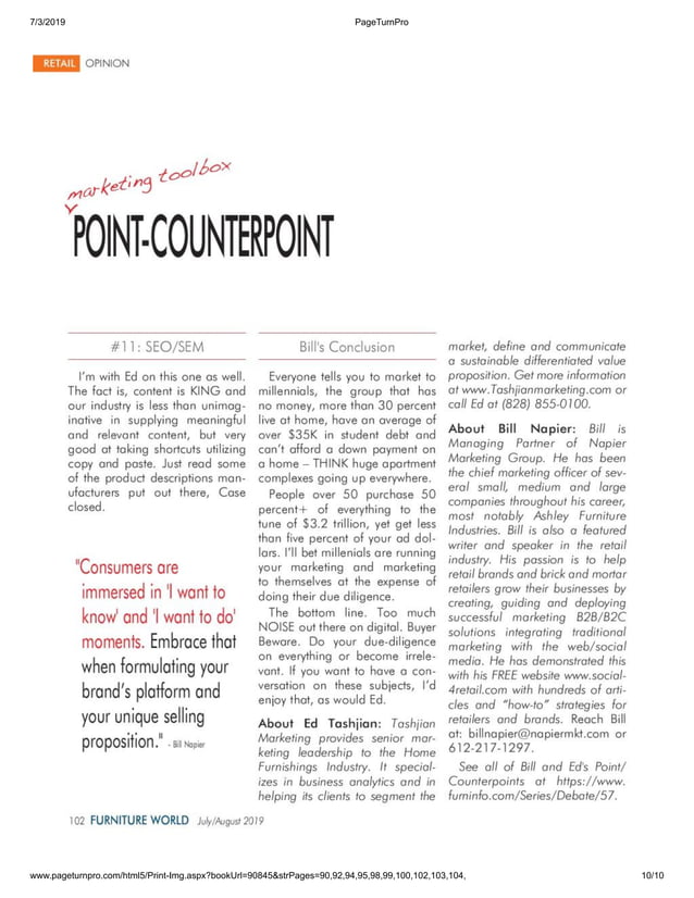 Furniture world marketing point counterpoint august 2019 | PDF | Interior Decorating | Home & Garden