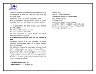 Furosemide Injection USP Taj Pharma PIL | PPT