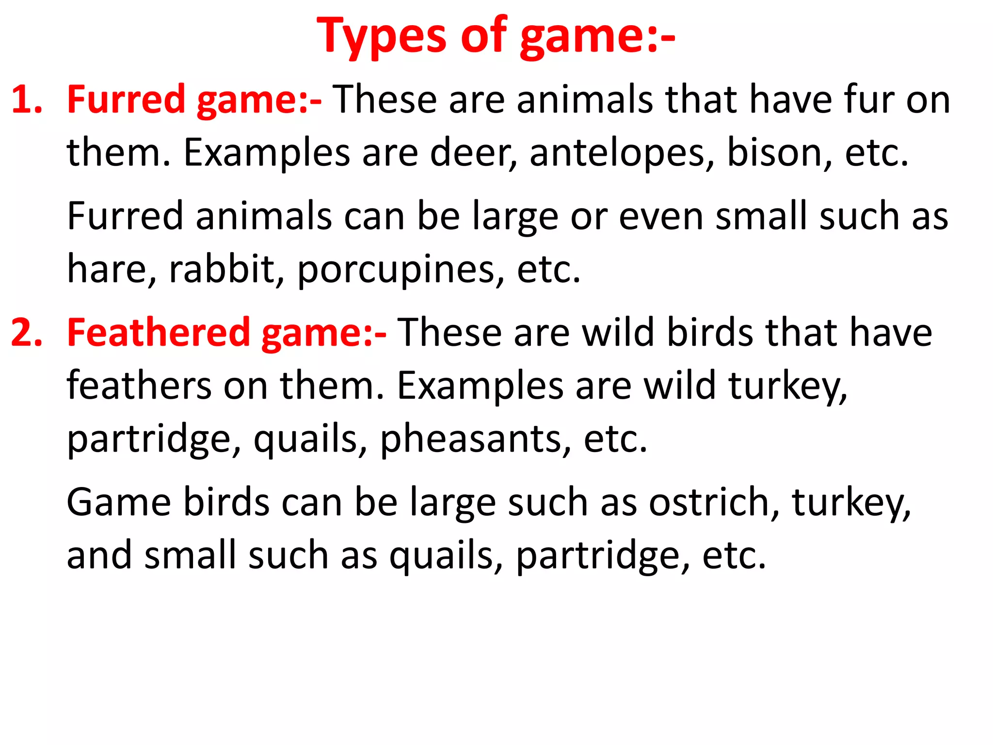 Furred games and feathered games | PPT