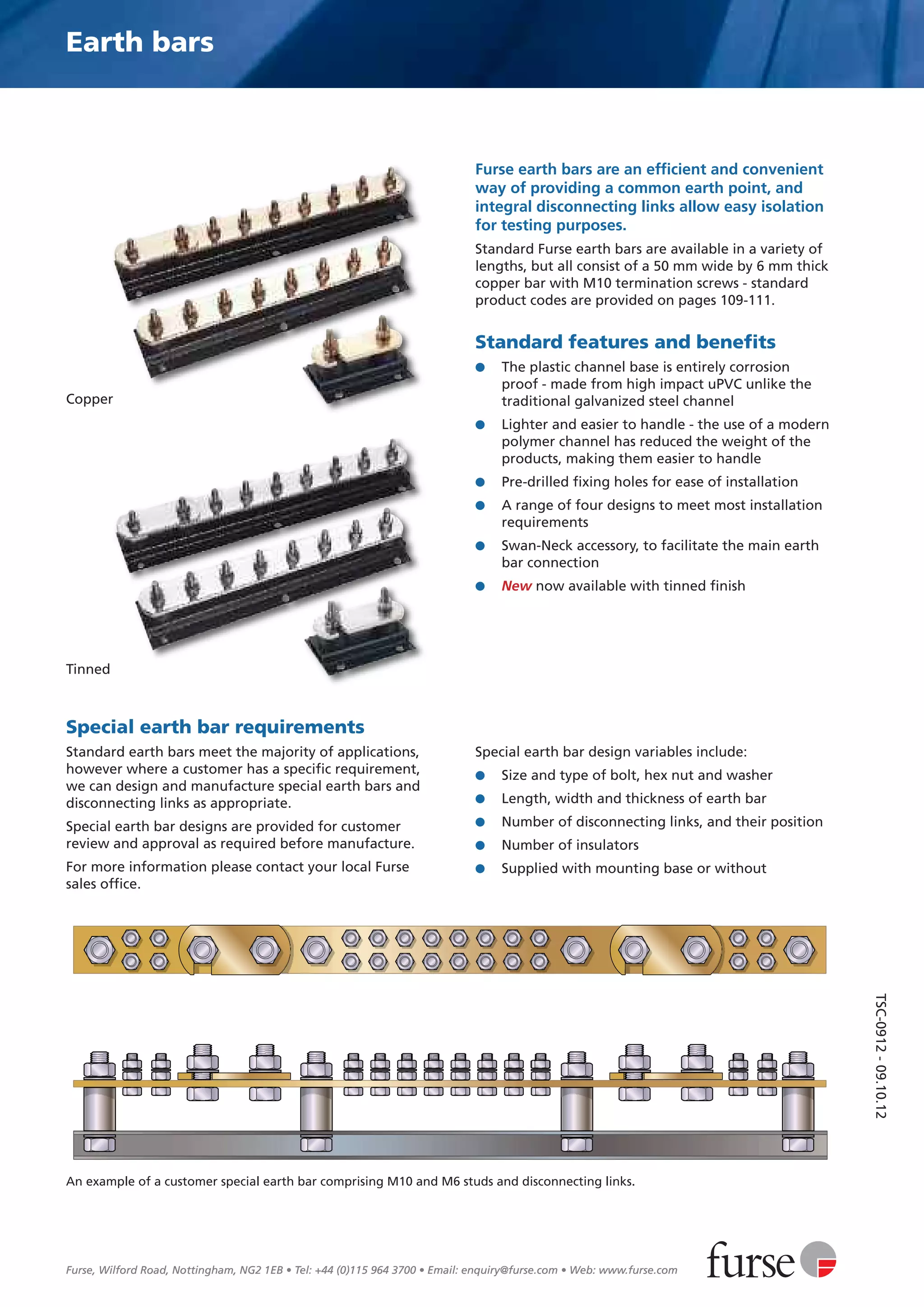 Furse Earth Bars - Standard, Single & Twin Disconnection Copper Earth ...