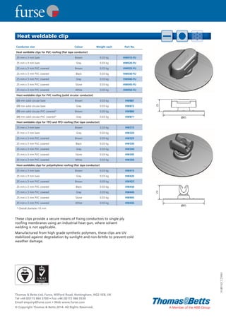 Furse heat weldable clip datasheet | PDF