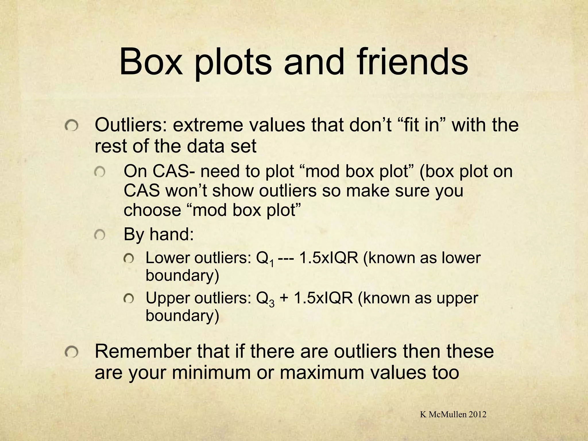 Further4 box plots, 5 number summary and outliers | PPT