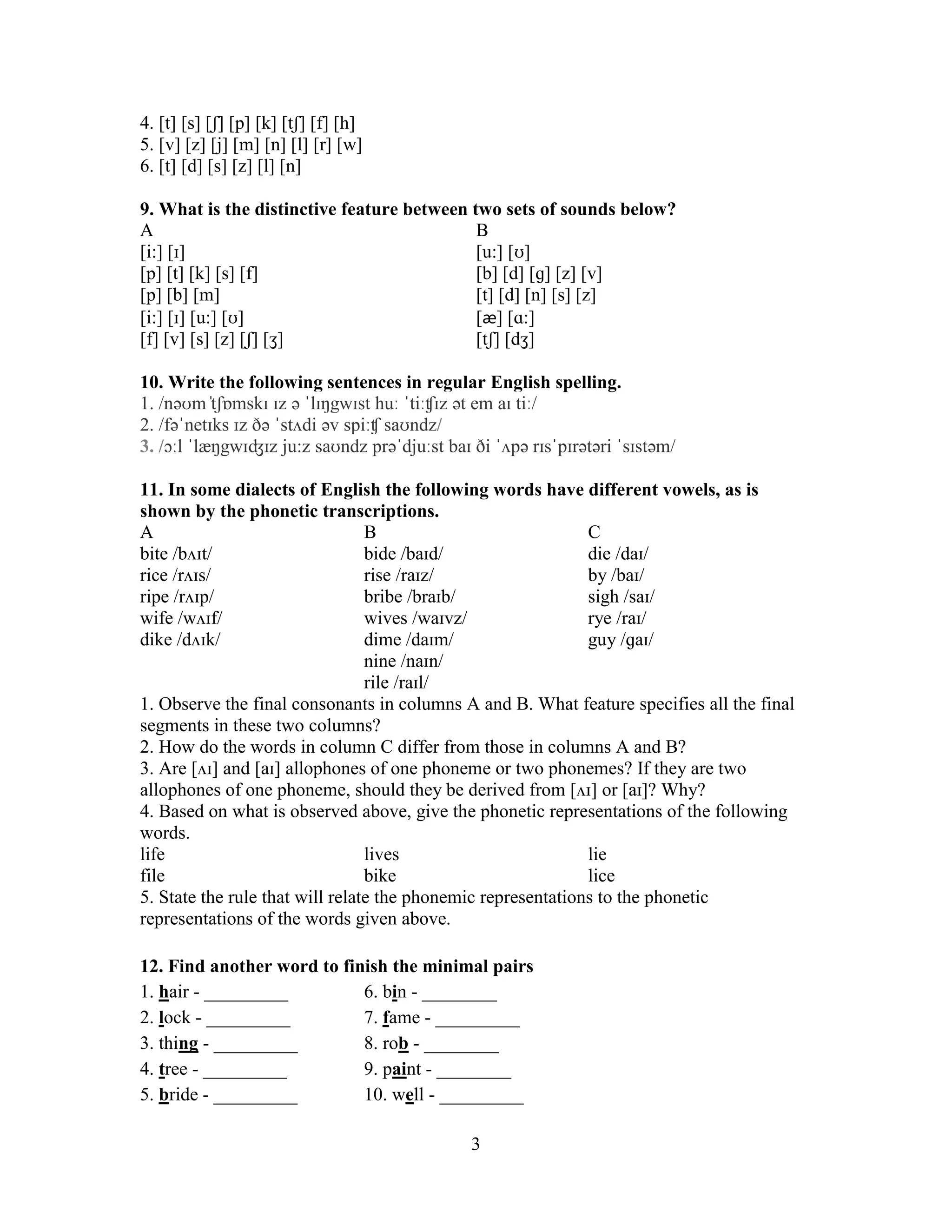 Further exercises phonetics and phonology | PDF