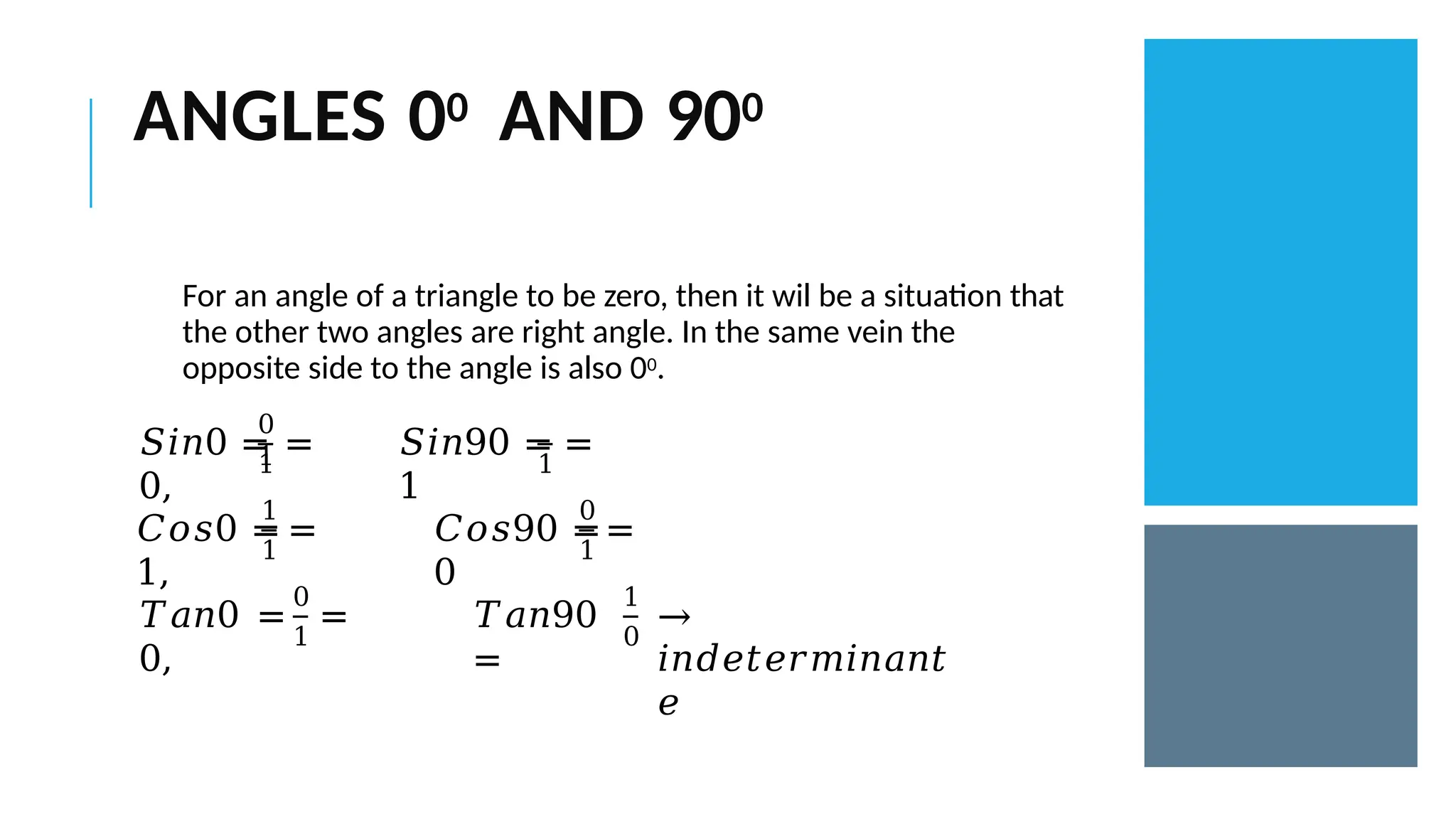 trigonometric ratios of special angles 0 30 60 90 | PPTX