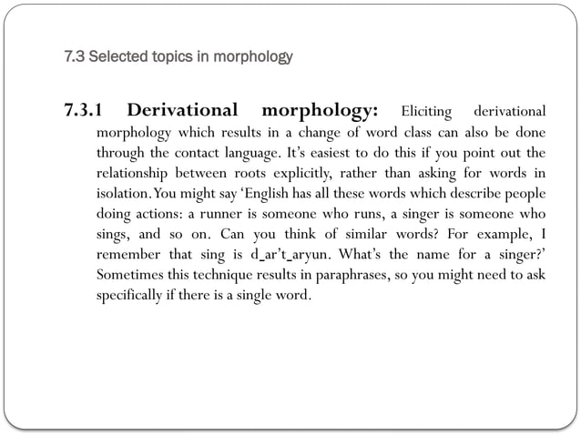 Further Morphology and Syntax (Linguistics Fieldwork).pptx