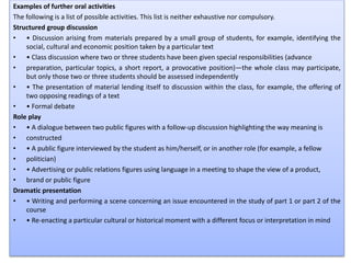 Further oral activity instructions - assessment | PPT