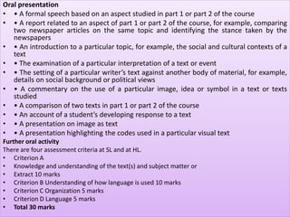 Further oral activity instructions - assessment | PPT