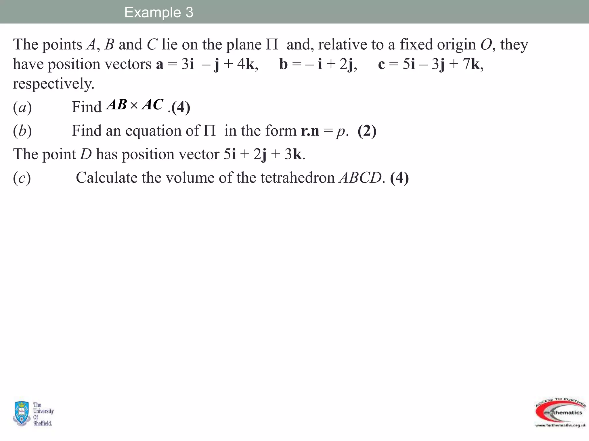Further pure mathmatics 3 vectors | PPTX