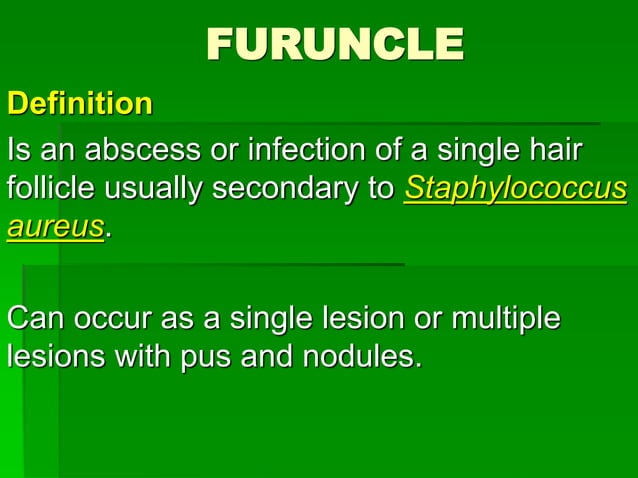 FURUNCLE.ppt | Skin and Dermatology | Diseases and Conditions