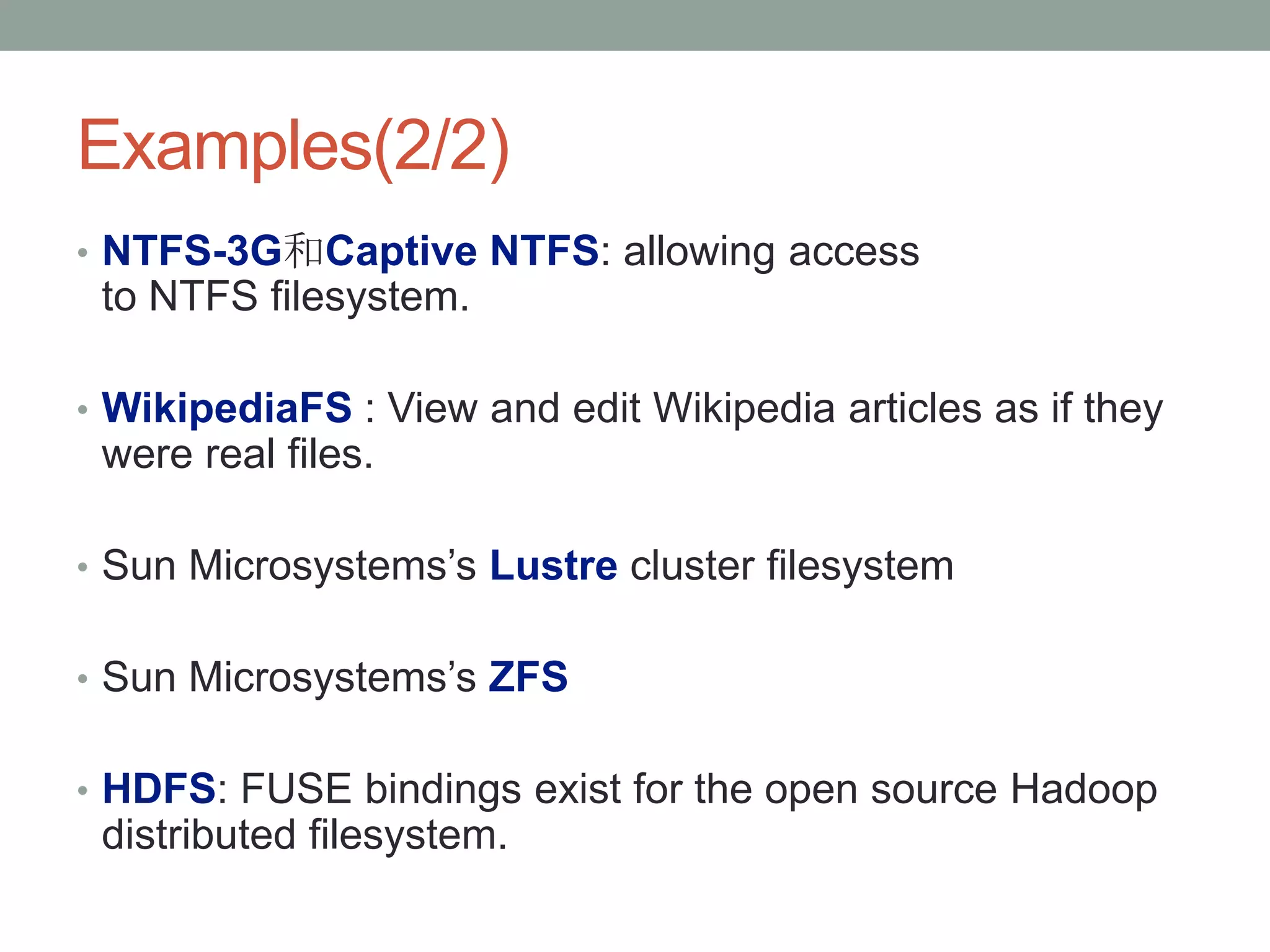 Fuse- Filesystem in User space | PPTX