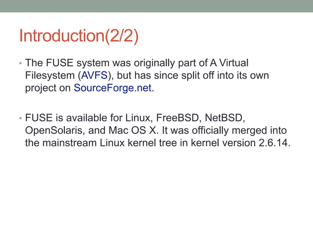 Fuse- Filesystem in User space | PPTX
