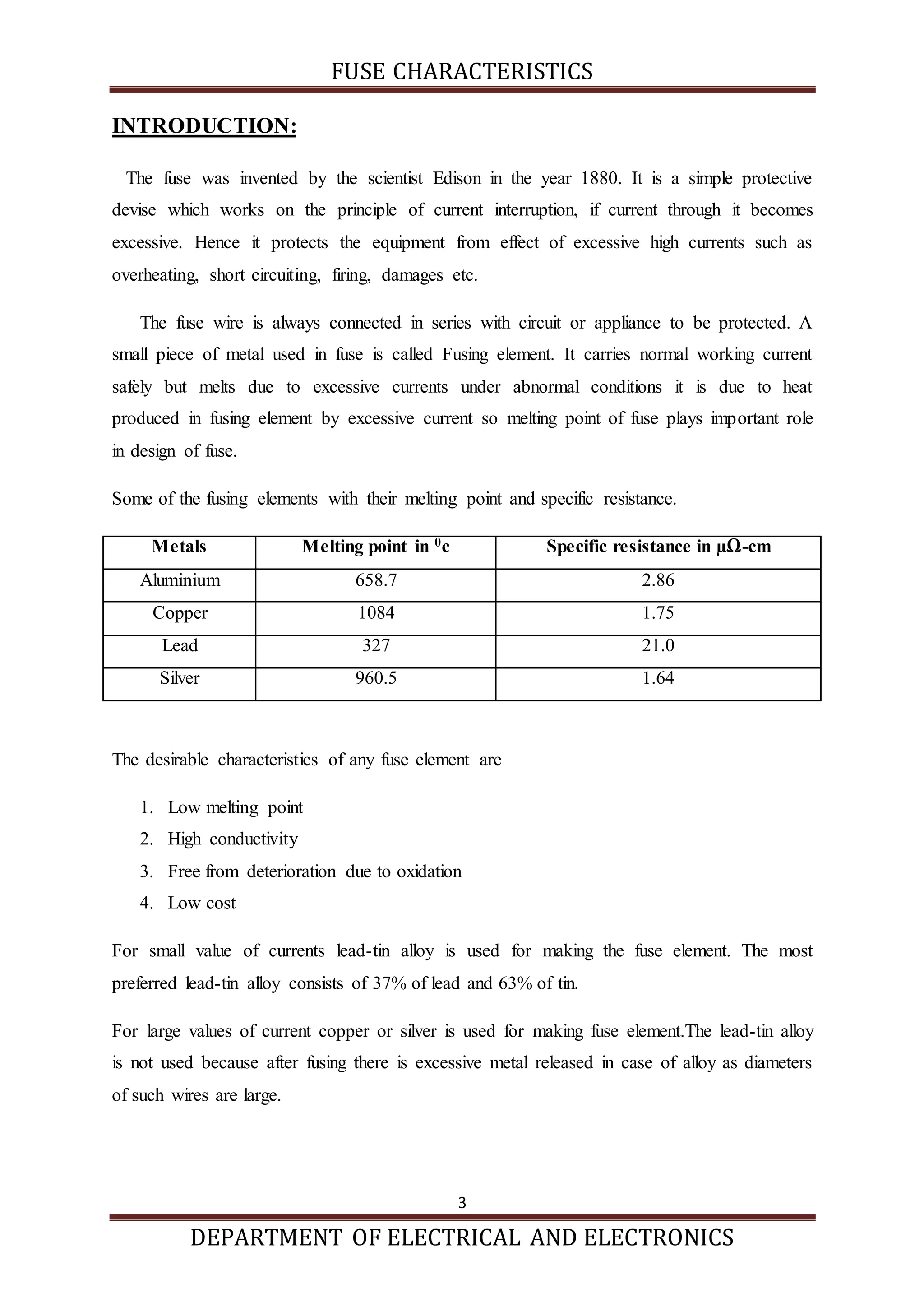 Fuse characteristics | DOCX