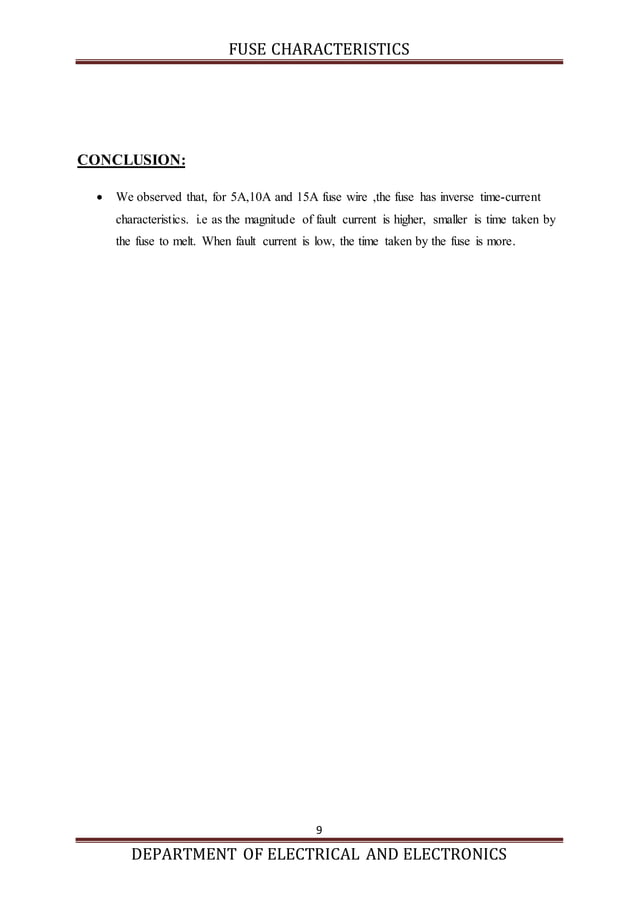 Fuse characteristics | DOCX | Physics | Science