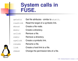 FUSE Developing Fillesystems in userspace | PDF